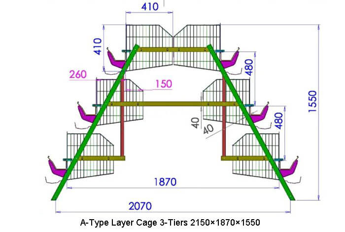 Chicken Layer Cages for Sale. 3-9 Tiers, 54-240 Chickens/Set Layer Cage